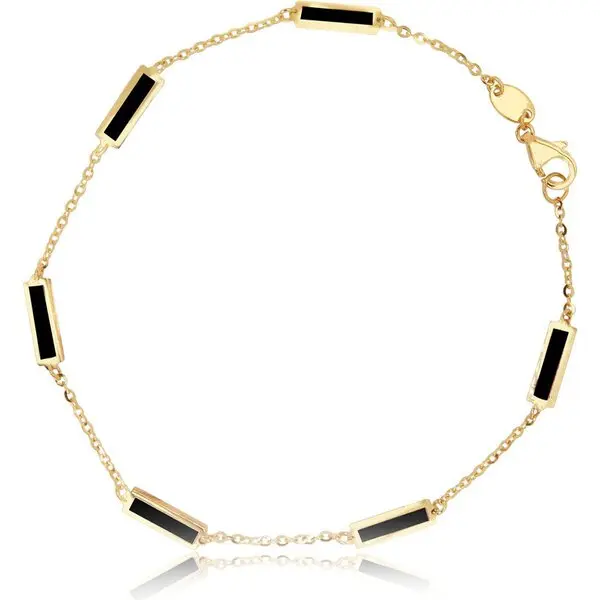 THE LOVERY FINE JEWELRY 14k Yellow Gold Bracelet With Bars - Onyx