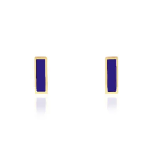 THE LOVERY FINE JEWELRY 14k Yellow Gold Lapis Bar Stud Earrings