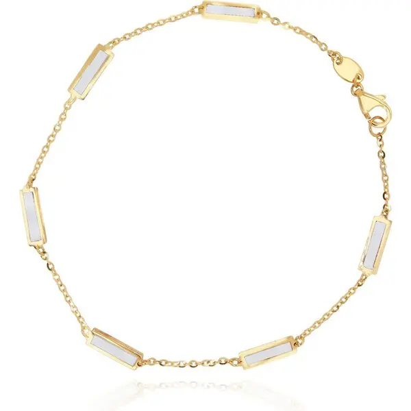 THE LOVERY FINE JEWELRY Mother Of Pearl Bar Chain Bracelet - White