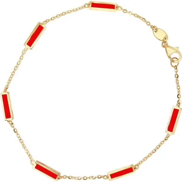 THE LOVERY FINE JEWELRY 14k Yellow Gold Bar Chain Bracelet - Coral