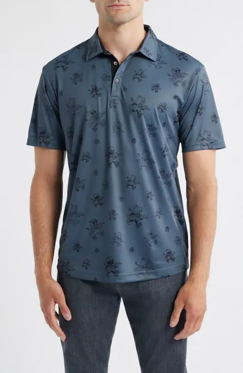 SWANNIES Bill Novelty Print Polo - Graphite