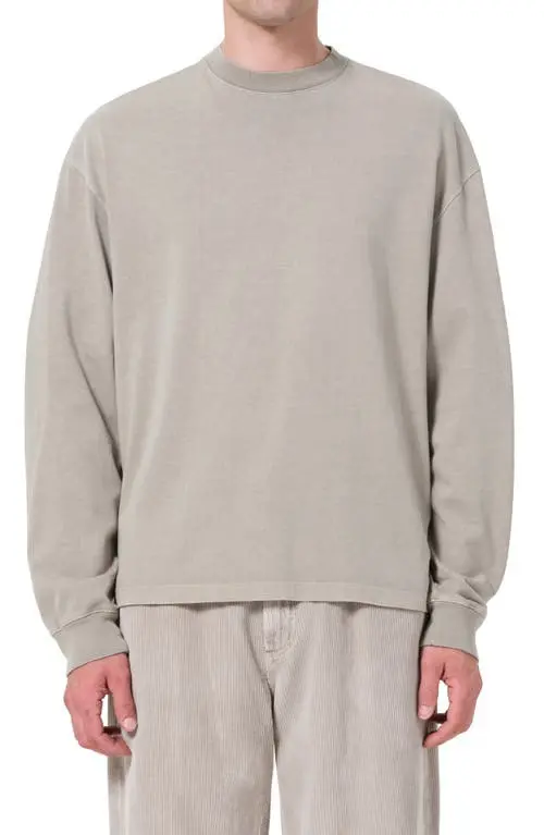 AGOLDE Asha Long Sleeve Cotton T-shirt - Wicker Medium Dark Grey