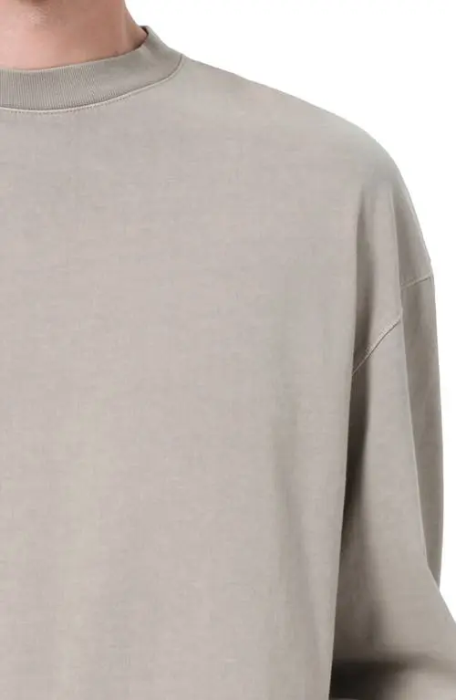 AGOLDE Asha Long Sleeve Cotton T-shirt - Wicker Medium Dark Grey
