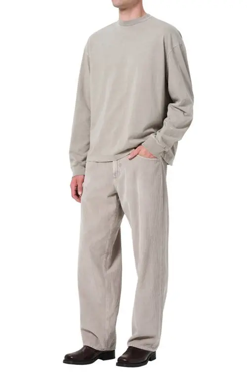 AGOLDE Asha Long Sleeve Cotton T-shirt - Wicker Medium Dark Grey