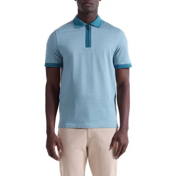 Bugatchi Quarter Zip Polo - Teal