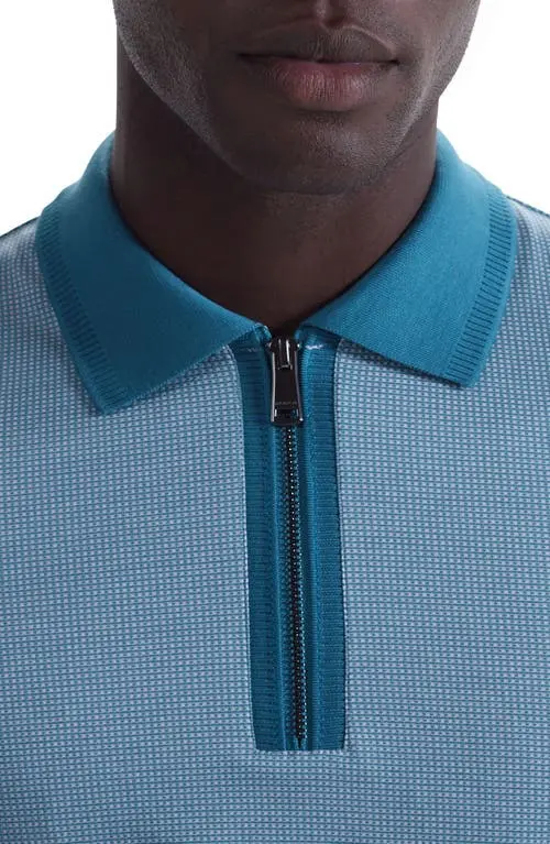 Bugatchi Quarter Zip Polo - Teal