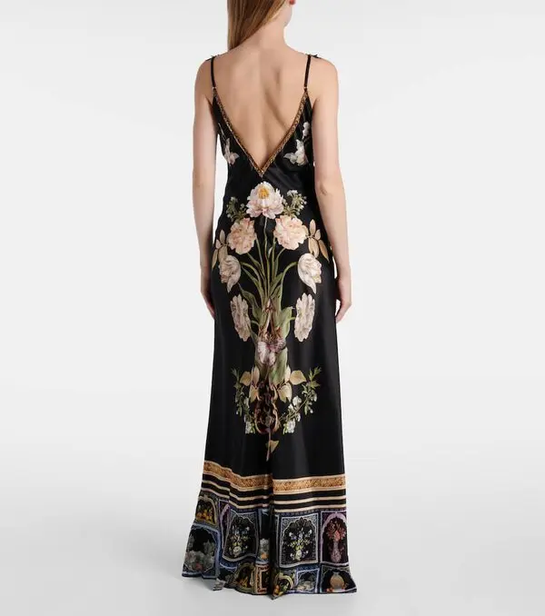 Camilla Ottoman Elegance Floral Silk Maxi Dress