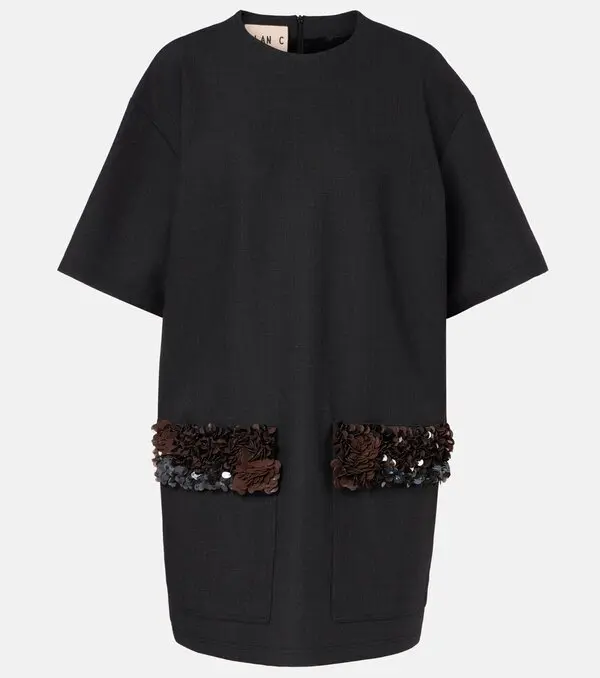 Plan C Sequined Wool-blend Minidress