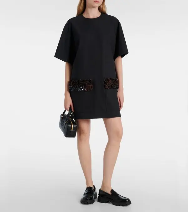 Plan C Sequined Wool-blend Minidress