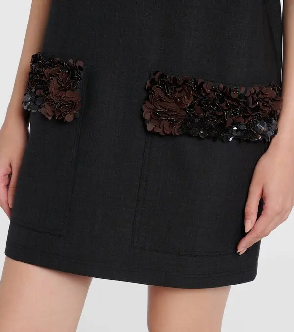Plan C Sequined Wool-blend Minidress