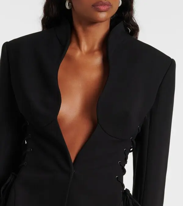 MUGLER Single-breasted Blazer With Lace-up Detail