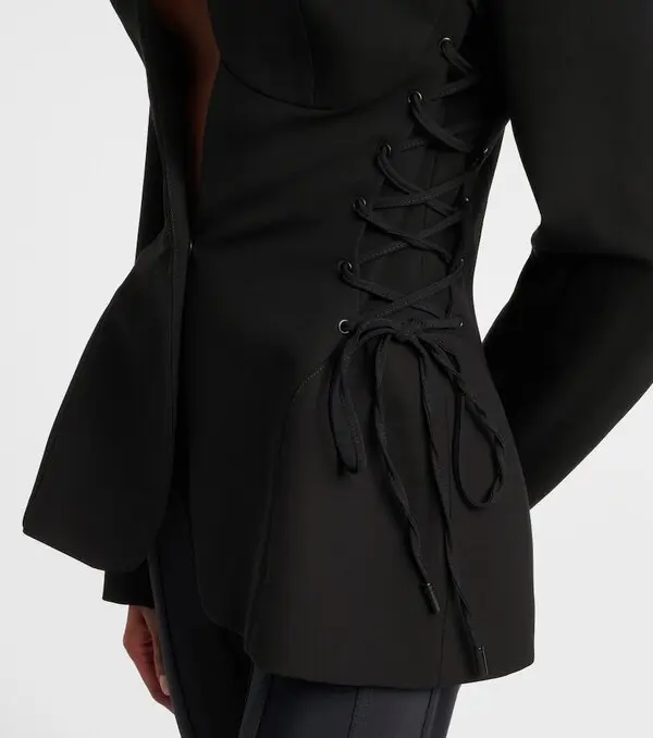 MUGLER Single-breasted Blazer With Lace-up Detail