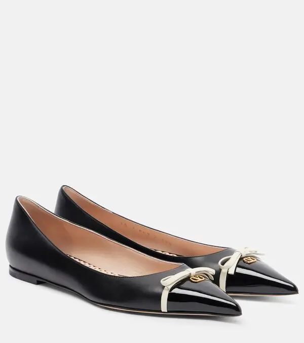 Valentino Garavani Bepointy Leather Ballet Flats - Black