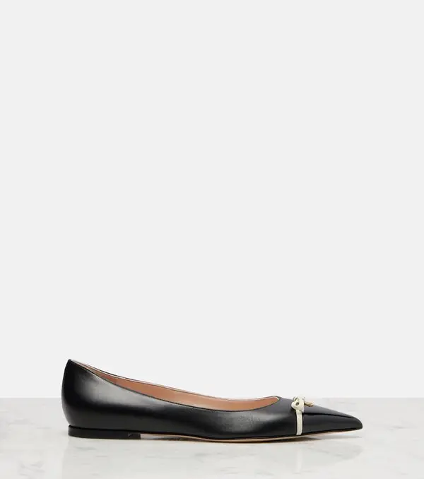 Valentino Garavani Bepointy Leather Ballet Flats - Black