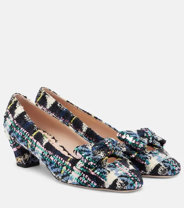 Valentino Garavani Bowow 45 Bow-detail Tweed Pumps - Multicoloured