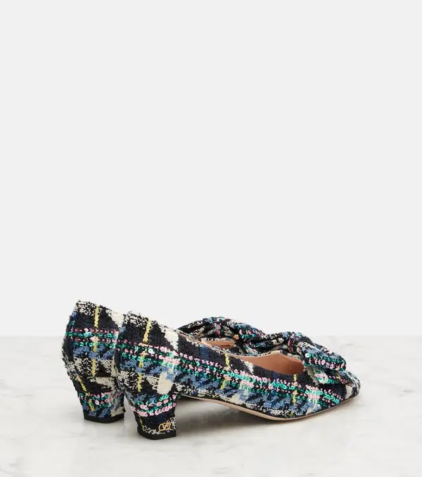 Valentino Garavani Bowow 45 Bow-detail Tweed Pumps - Multicoloured