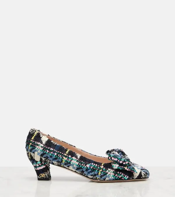 Valentino Garavani Bowow 45 Bow-detail Tweed Pumps - Multicoloured