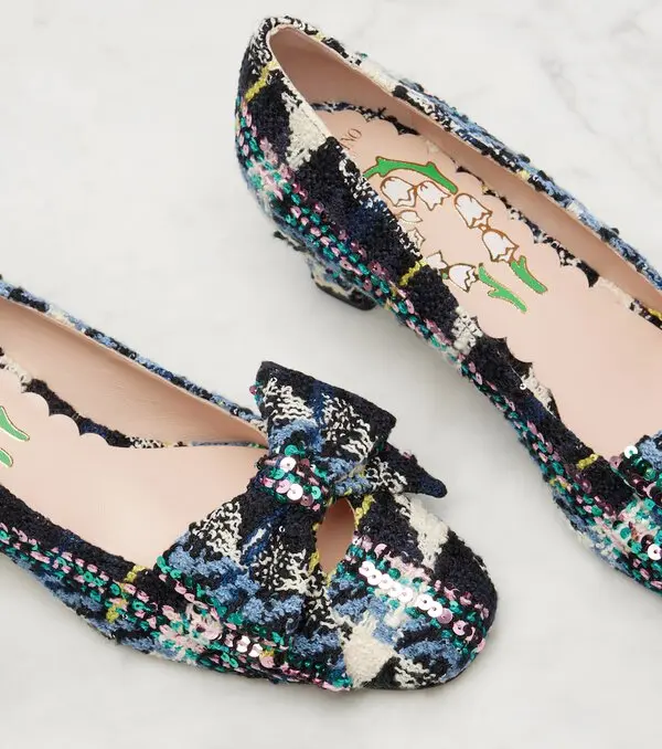 Valentino Garavani Bowow 45 Bow-detail Tweed Pumps - Multicoloured