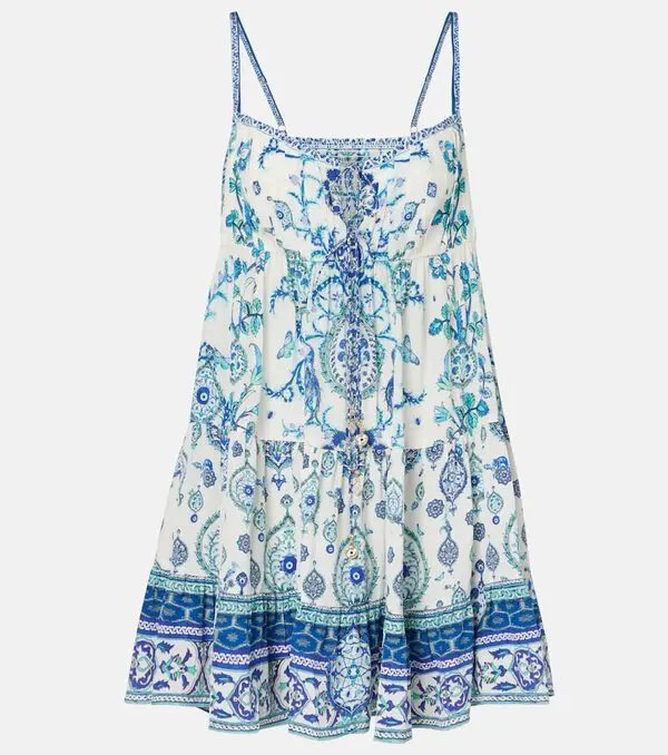 Camilla Isnik Lullaby Printed Silk Minidress - White