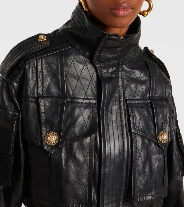 Balmain Leather Parka Jacket