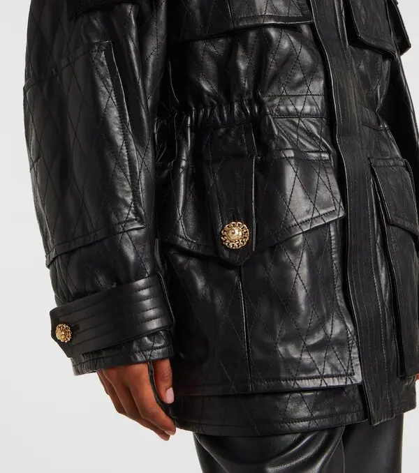 Balmain Leather Parka Jacket