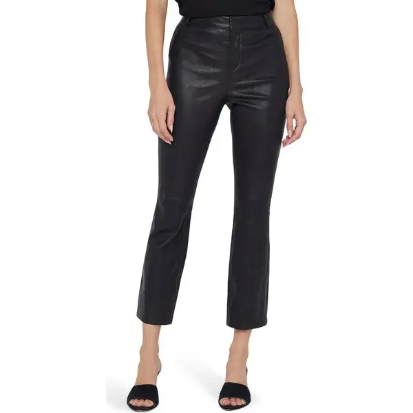 L'Agence Ketra Leather Ankle Pants - Black
