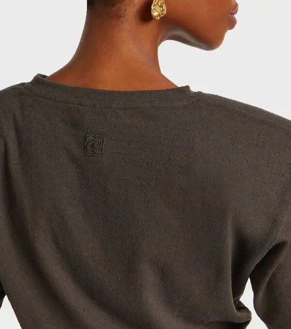 Magda Butrym Gathered Cotton And Silk T-shirt - Grey