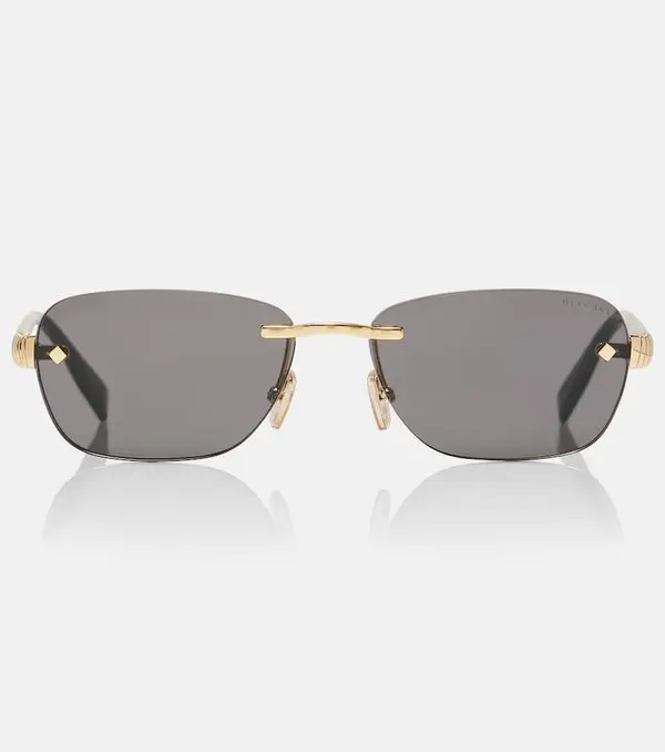 BVLGARI Tubogas Rectangular Sunglasses - Gold