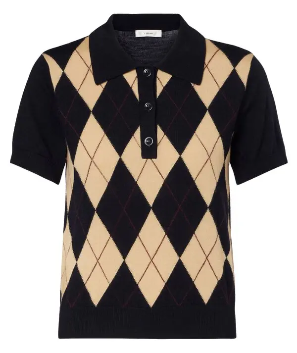 FRAME Argyle Wool Polo Shirt - Blue