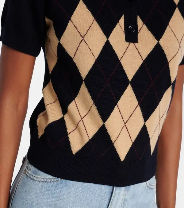 FRAME Argyle Wool Polo Shirt