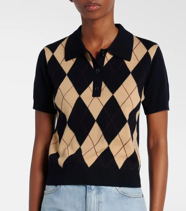 FRAME Argyle Wool Polo Shirt