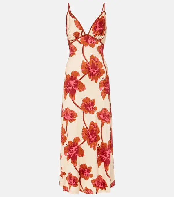 Johanna Ortiz Sendero De Astromelias Jersey Maxi Dress - Red
