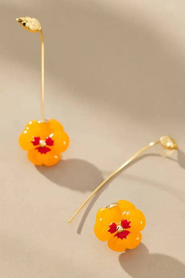 Anthropologie Fall Icon Drop Earrings - Medium Orange