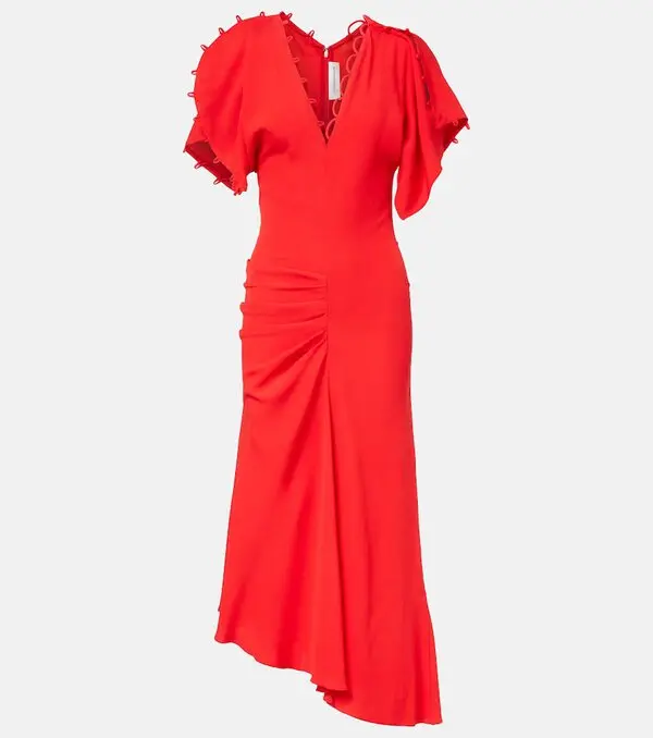Victoria Beckham Asymmetric Draped Maxi Dress - Red