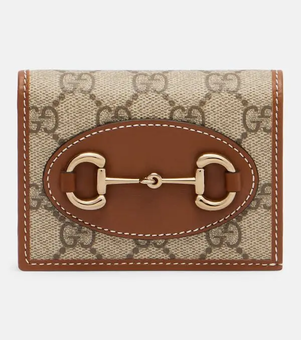 Gucci Horsebit 1955 Leather-trimmed Wallet - Beige