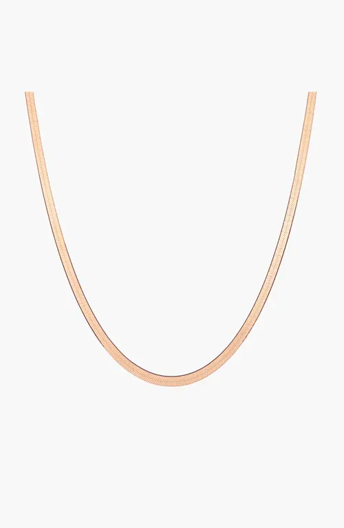 AURATE Herringbone Chain Necklace - Rose Gold Vermeil