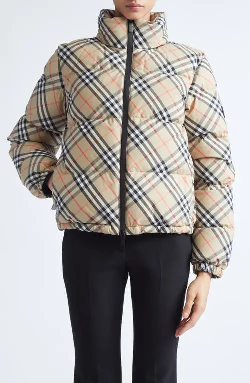 Burberry Ambleside Check Quilted Down Puffer Jacket - Sand Ip Check