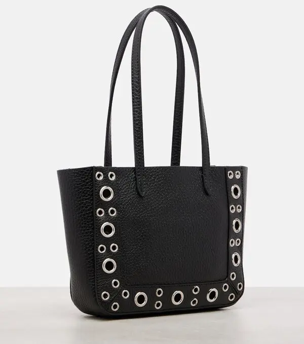 Valentino Garavani Nellcôte Mini Embellished Leather Shopper - Black