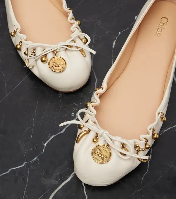 Chloé Charms Leather Ballet Flats