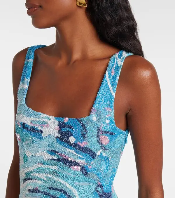 staud blue beaded dress STAUD | LE SABLE DRESS | GREAT WHITE main image 0