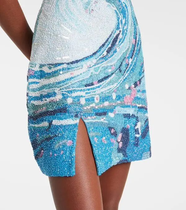 Staud Le Sable Beaded Minidress - Blue | Editorialist