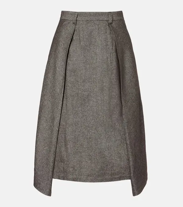 Brunello Cucinelli Wool And Linen-blend Midi Skirt