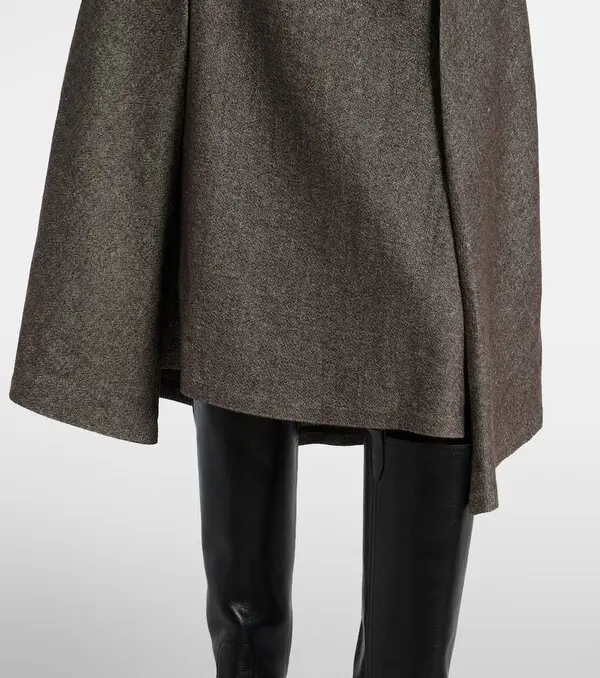 Brunello Cucinelli Wool And Linen-blend Midi Skirt