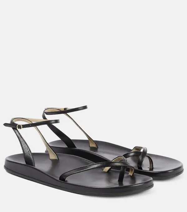 THE ROW Hugh Leather Sandals - Black