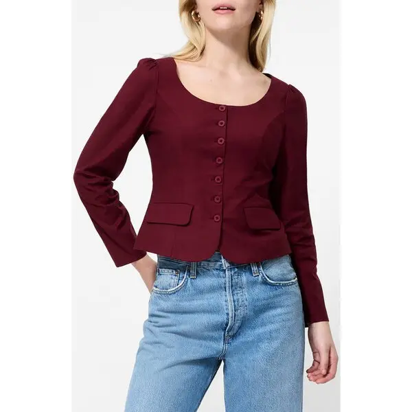 French Connection Inga 2-pocket Button-up Shirt - Cabernet