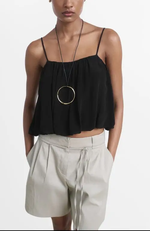 Mango Bubble Hem Crop Top