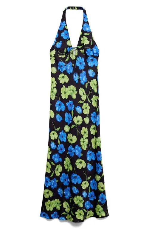 Mango Floral Halter Maxi Dress