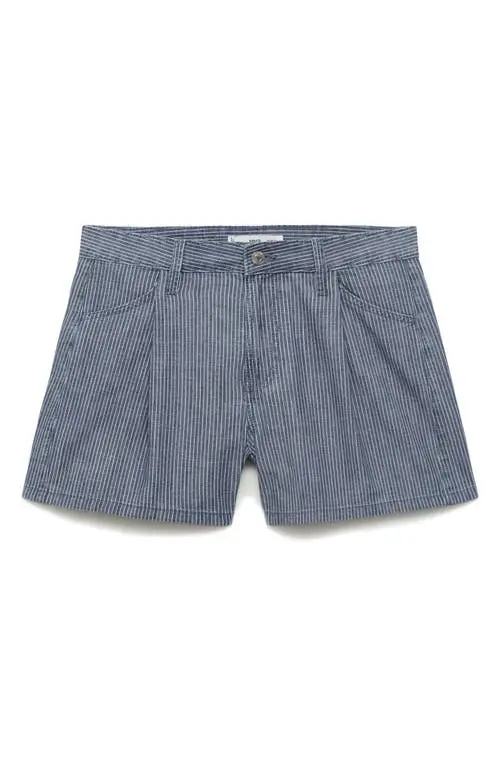 Mango Stripe Pleated Denim Shorts