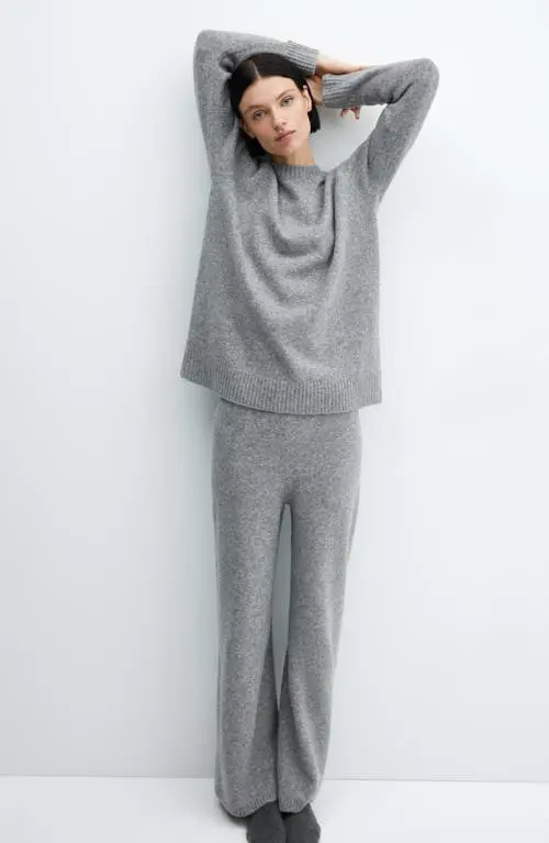 Mango Crewneck Raglan Sleeve Sweater - Grey