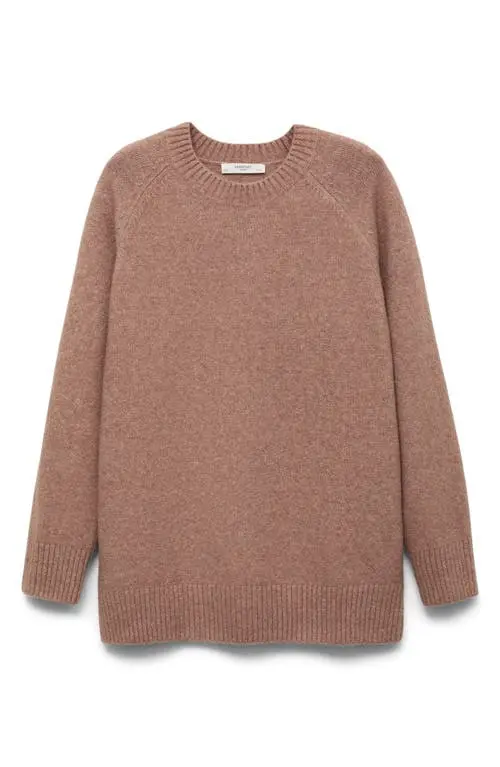 Mango Crewneck Raglan Sleeve Sweater - Medium Brown